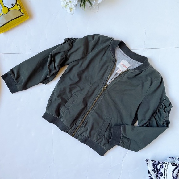 Cat & Jack | Jackets & Coats | 32 Girls Cat And Jack Olive Green Ruffle ...